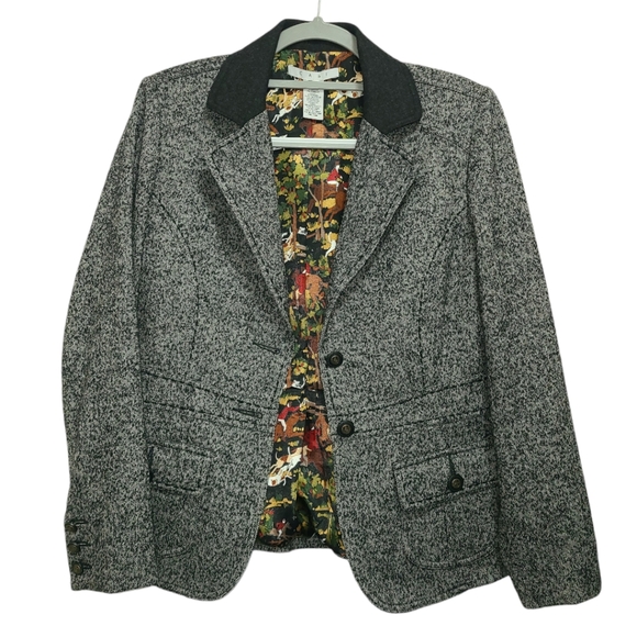 CAbi | Jackets & Coats | Cabi Wool Tweed Blazer Bw Fox Hunt Themed ...